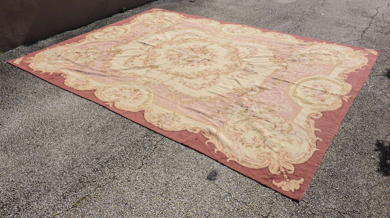 Circa 1950's 9" X 12" French Needlepoint Aubusson Style Rug at 1stDibs ...