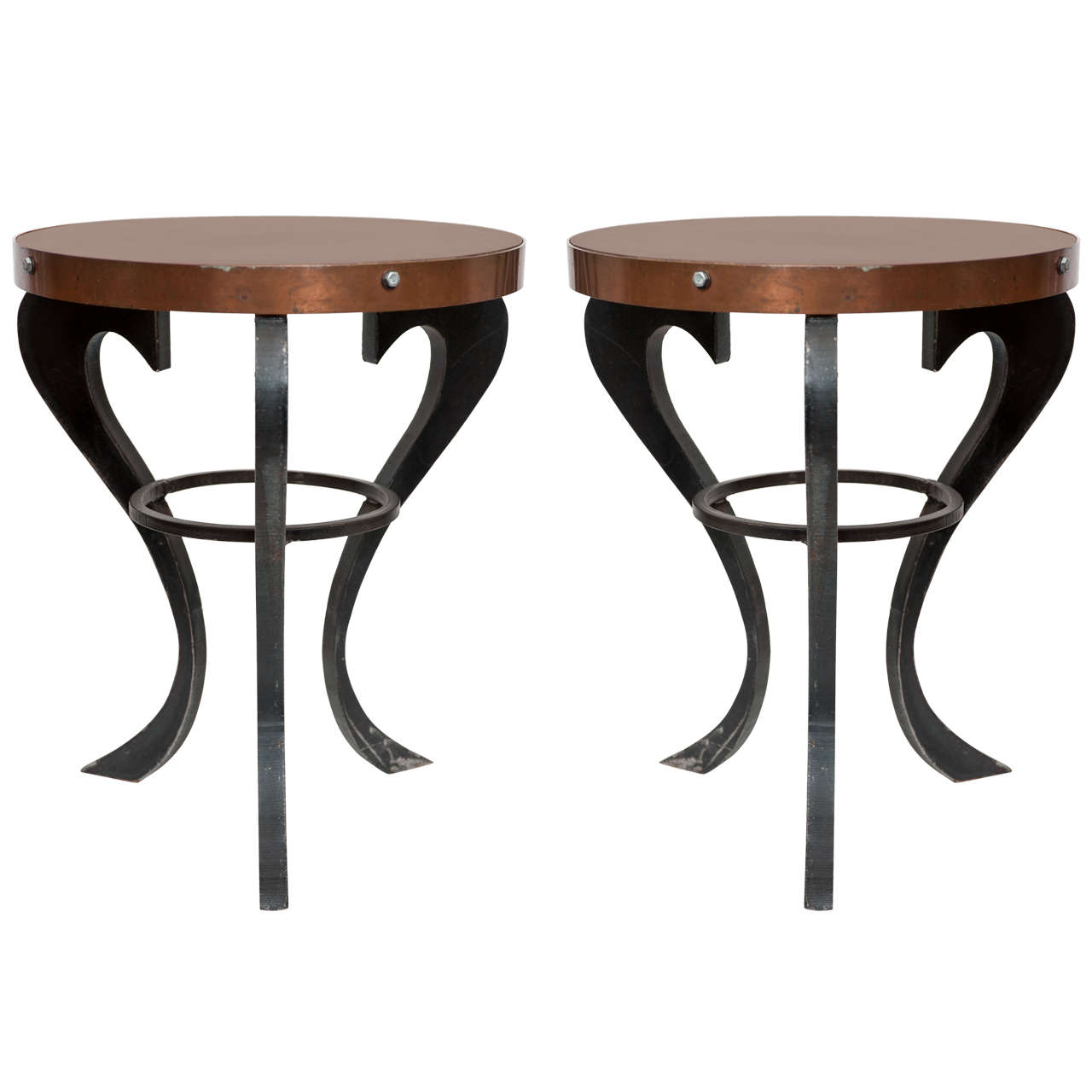 Pair of Modern Copper Top Occasional Tables at 1stDibs