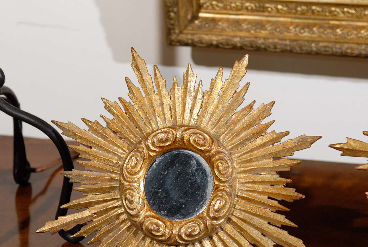 Three Small French Sunburst Mirrors at 1stDibs | small sunburst mirrors ...