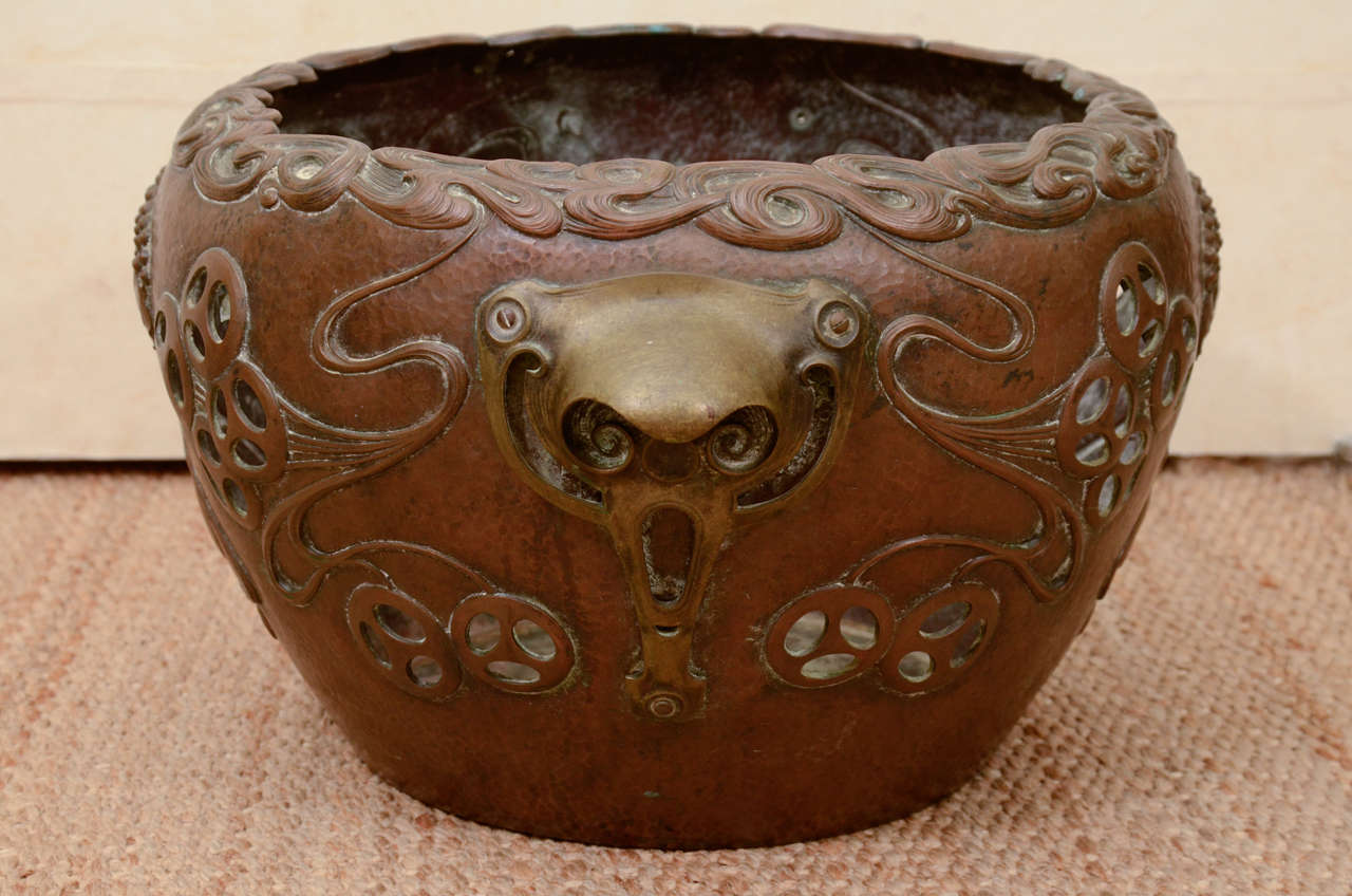 Rare German Art Nouveau Copper Planter For Sale at 1stDibs