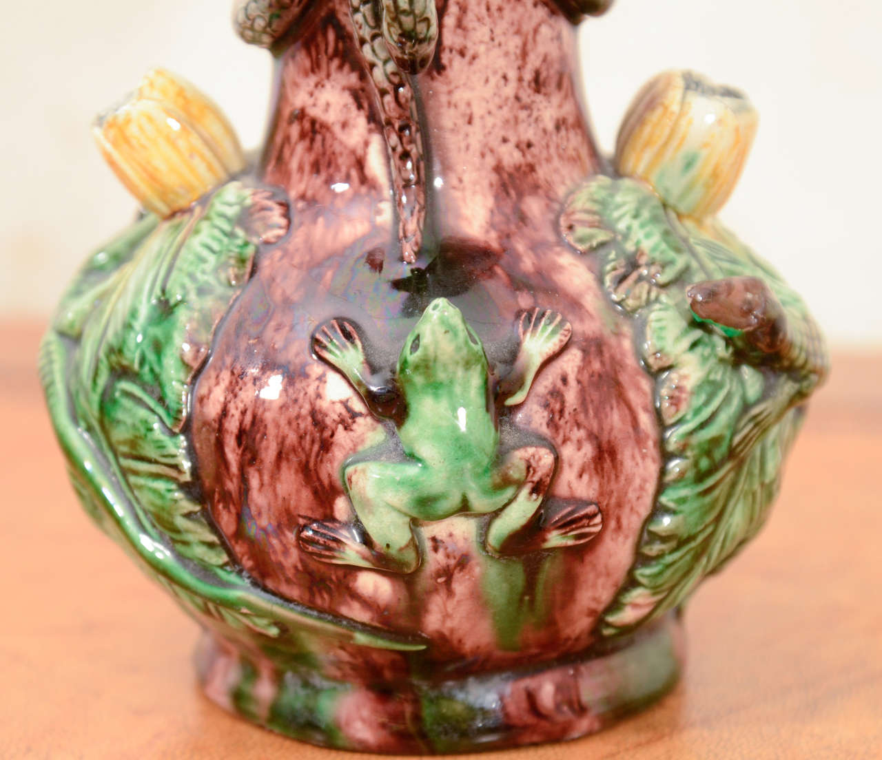Small Portuguese Palissy Ware Vase by Manuel Mafra at 1stDibs