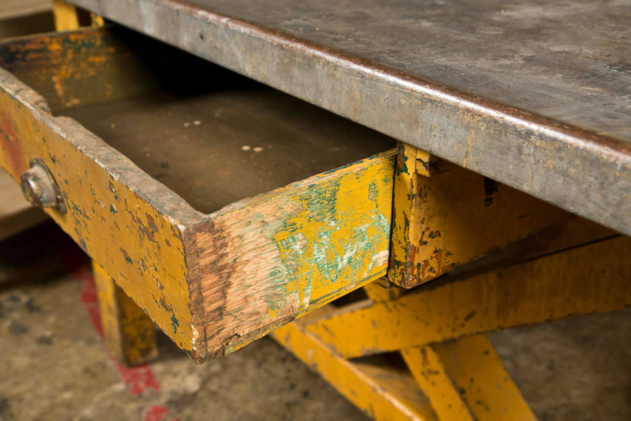 Vintage American Zinc Top Factory Work Table, C. 1920-40 at 1stDibs