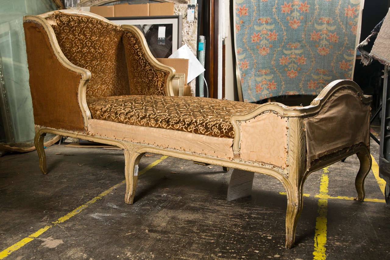 French Painted Oak Chaise Longue in the Rococo Style, Louis XV Period ...