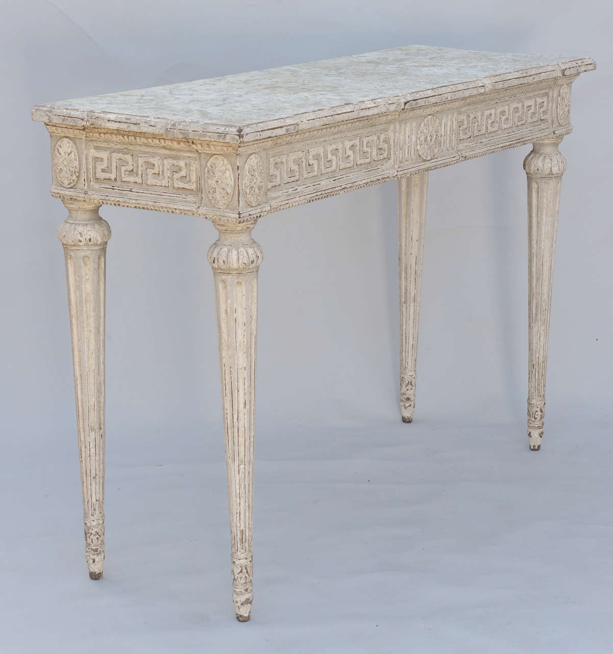 Pair of Painted 19th Century French Console Tables with Greek Key ...