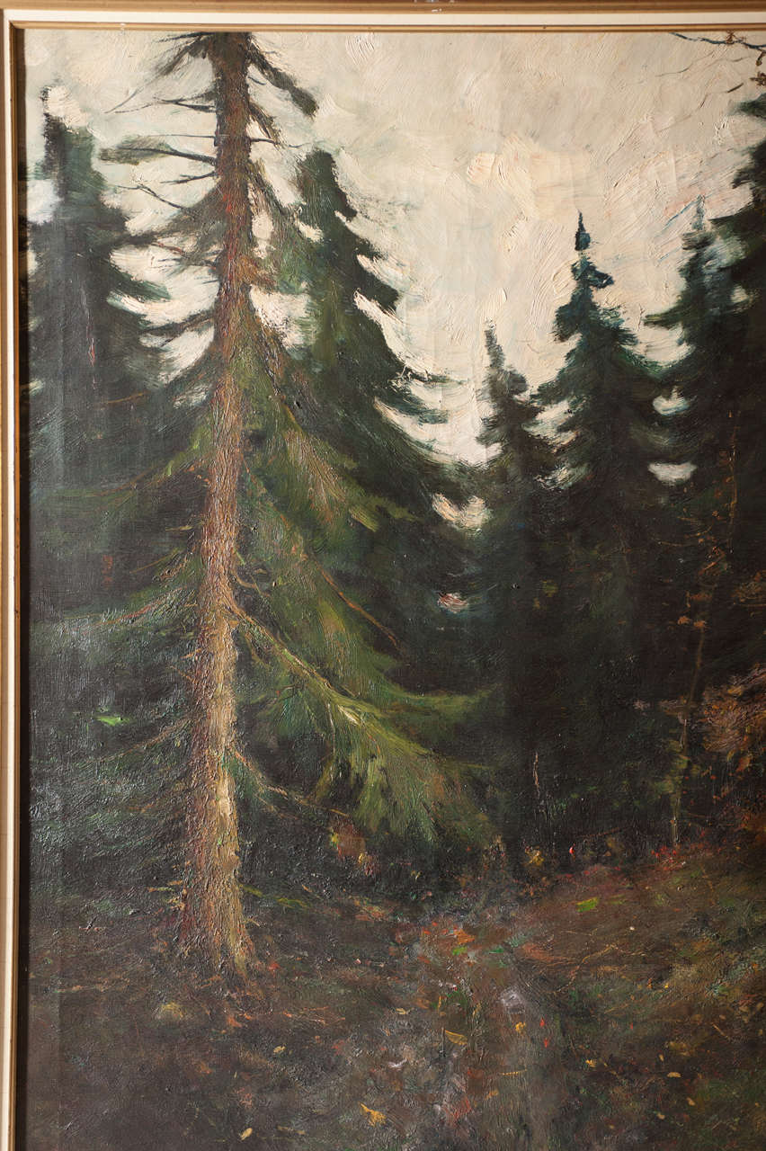 19th Century Antique Oil Painting of Trees For Sale at 1stDibs
