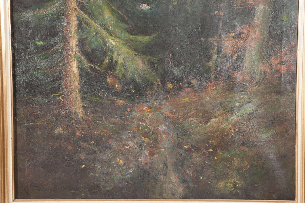 19th Century Antique Oil Painting of Trees For Sale at 1stDibs