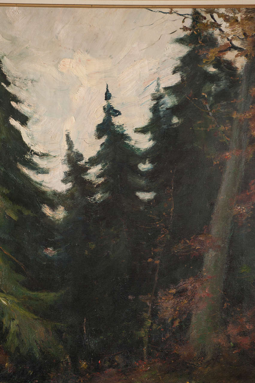 19th Century Antique Oil Painting of Trees For Sale at 1stDibs