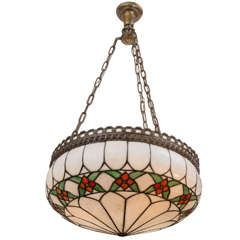 Leaded Glass Inverted Pendant Chandelier at 1stDibs | inverted bowl ...