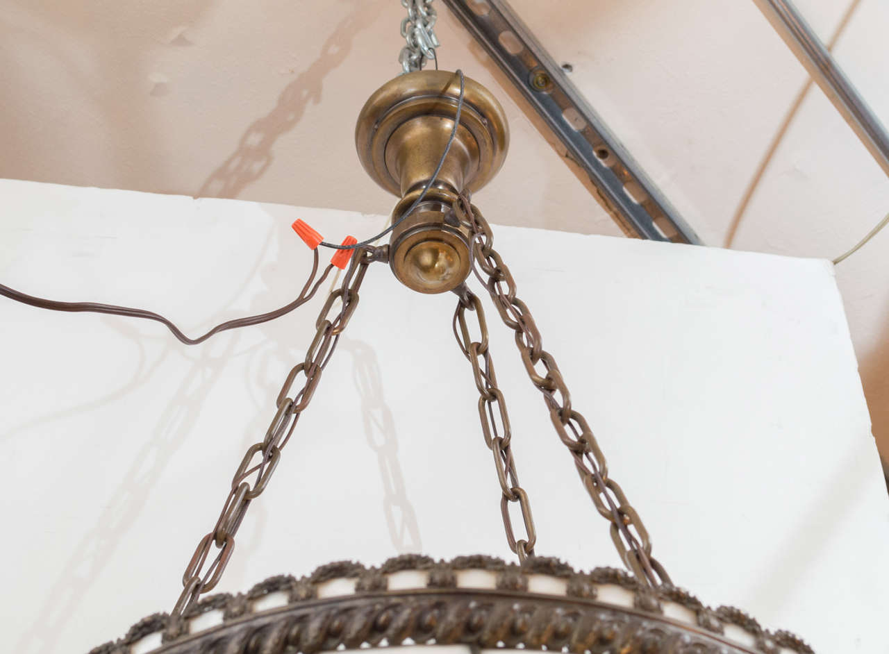 Leaded Glass Inverted Pendant Chandelier at 1stDibs | inverted bowl ...