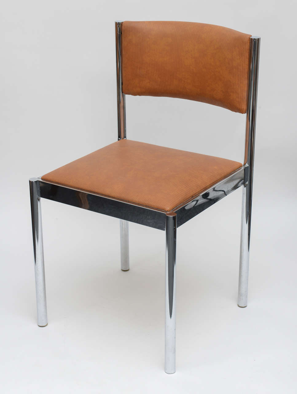 Chrome and Glass Table With 4 Chrome Upholstered Chairs Dinette Set at ...