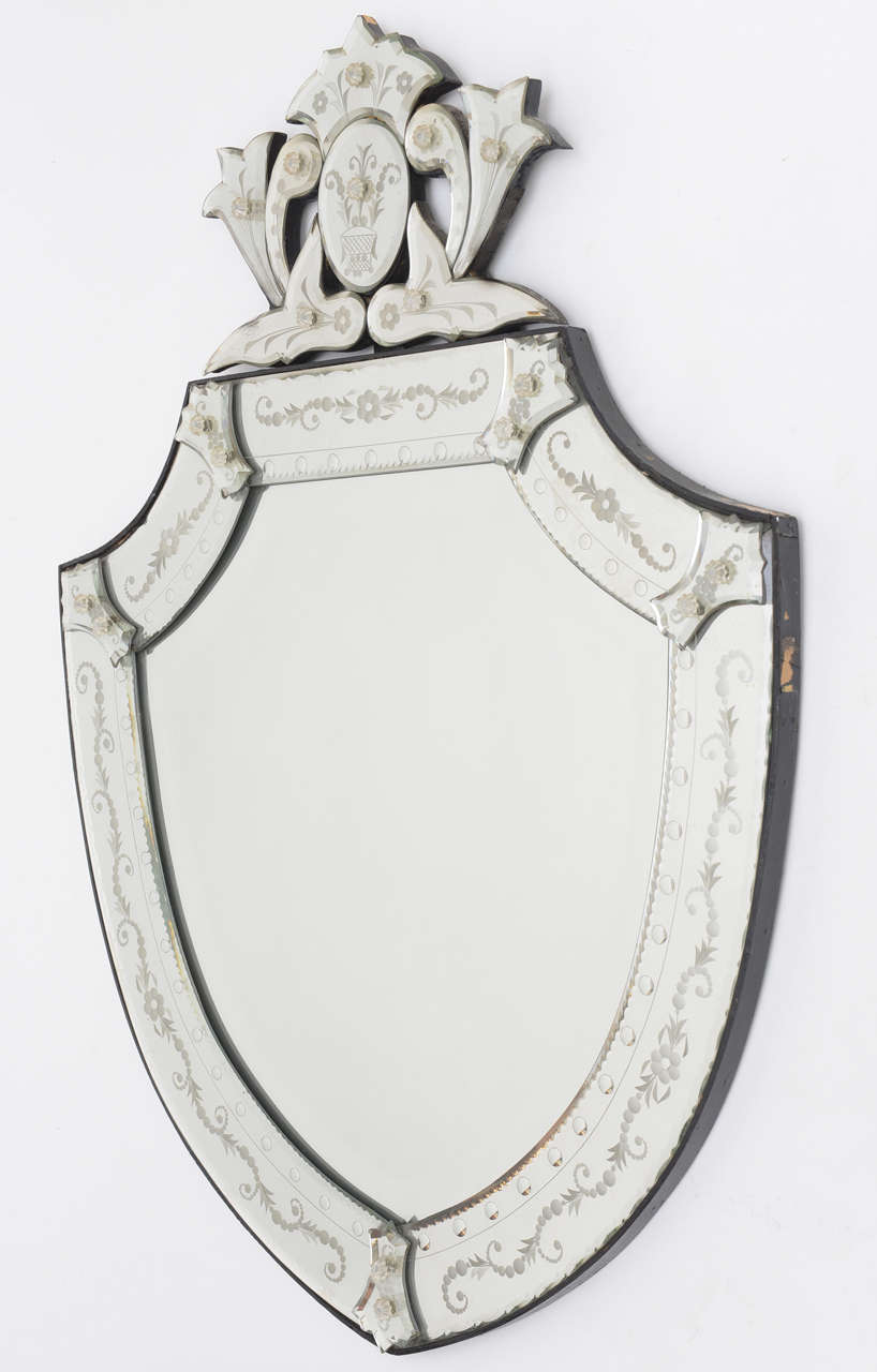 Venetian Shield-Shaped Mirror at 1stDibs | shield shaped mirror