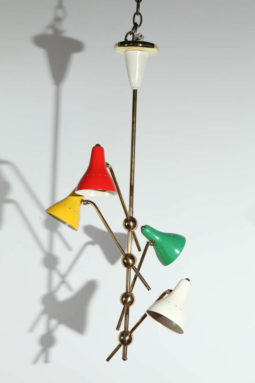Red, White, Green and Yellow Ceiling Fixture by Jacques Biny For Sale ...