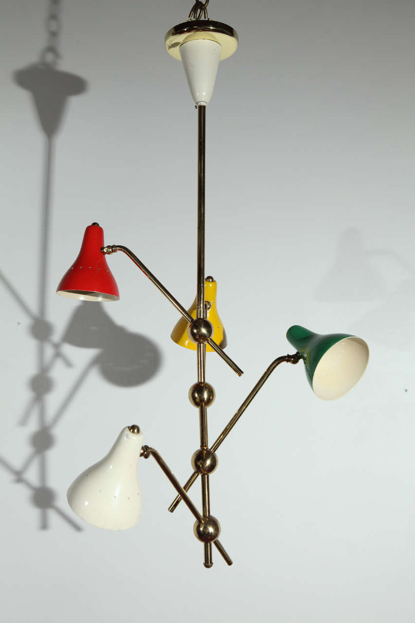 Red, White, Green and Yellow Ceiling Fixture by Jacques Biny For Sale ...