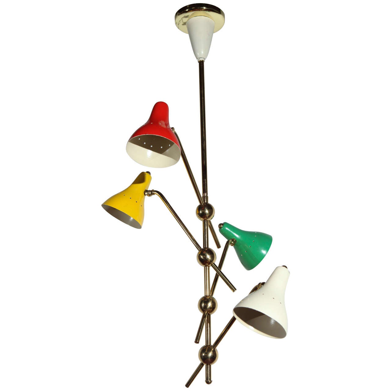 Red, White, Green and Yellow Ceiling Fixture by Jacques Biny For Sale ...