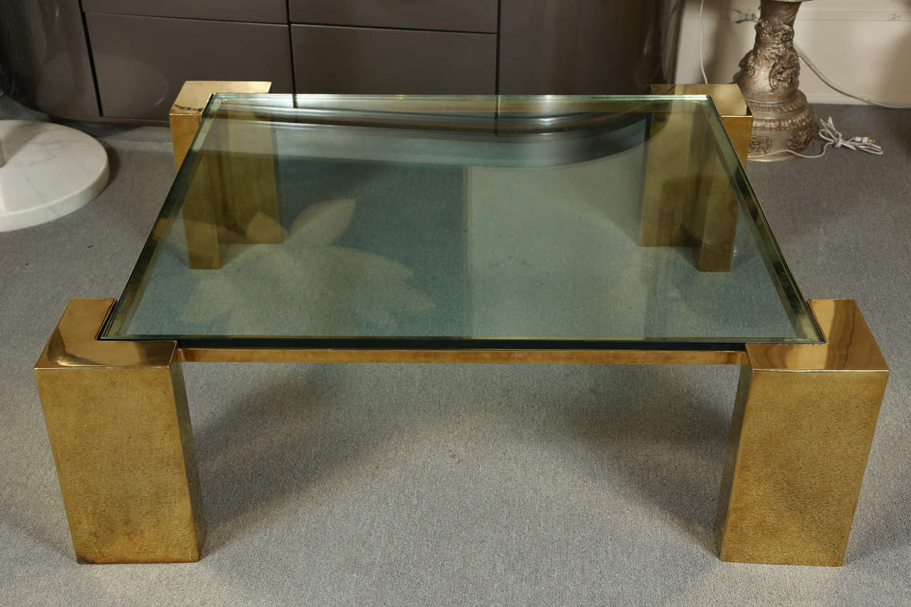 Exceptional Architectural Brass Coffee Table at 1stDibs