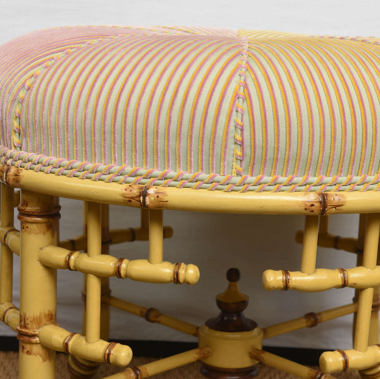 Pair of Schumacher Designer Faux Bamboo Ottomans at 1stDibs | round ...