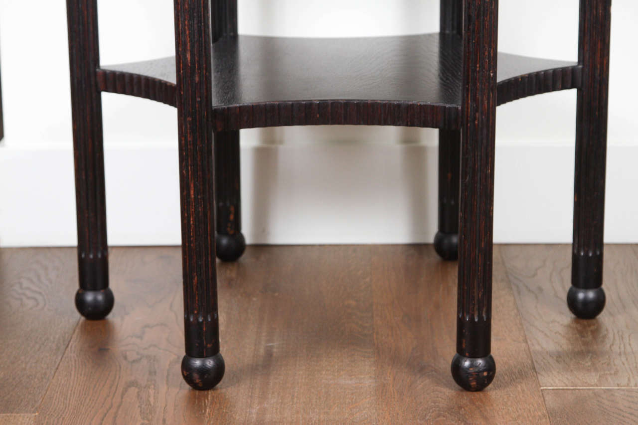 1970's Round Side Table with Marble Top at 1stDibs