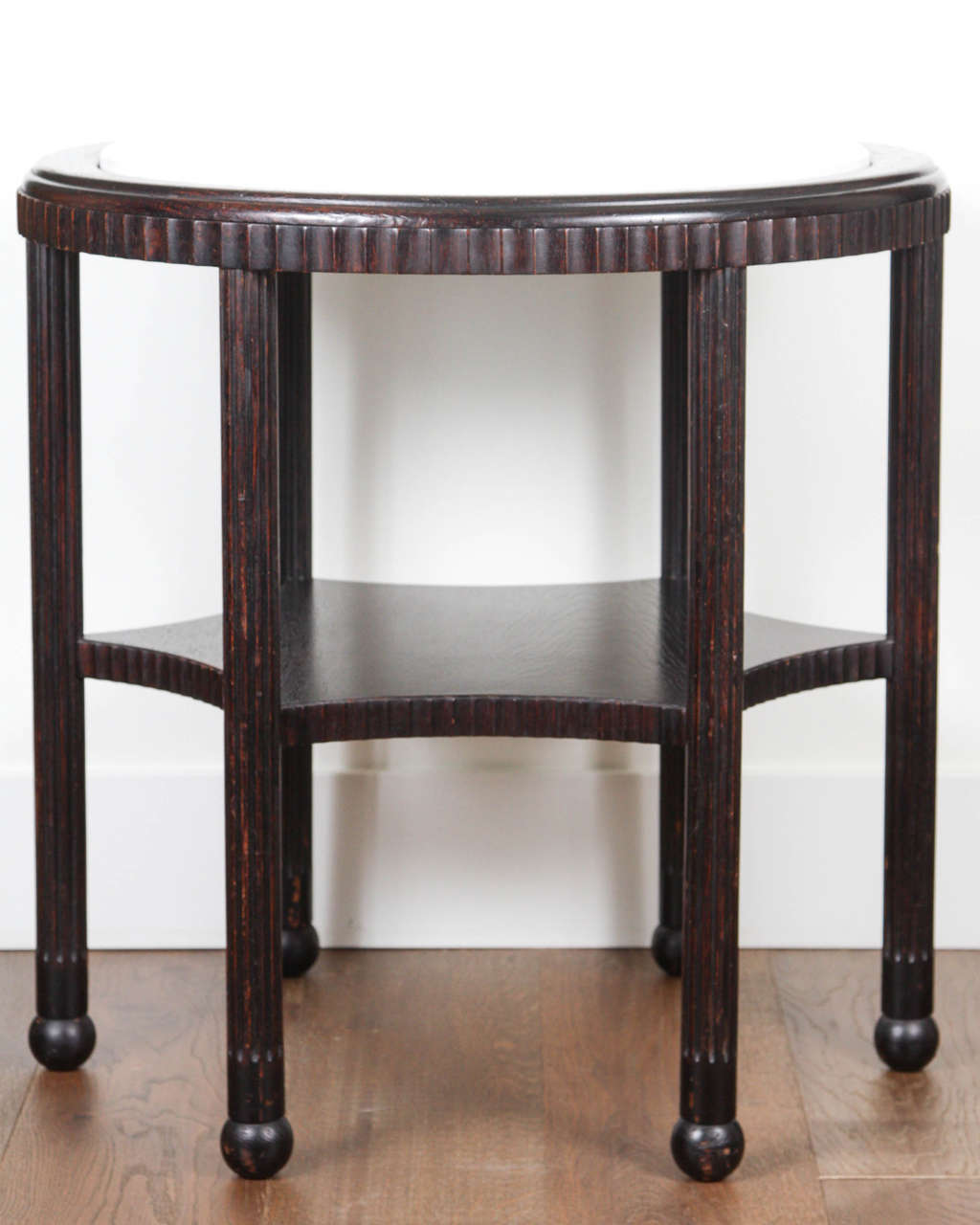 1970's Round Side Table with Marble Top at 1stDibs