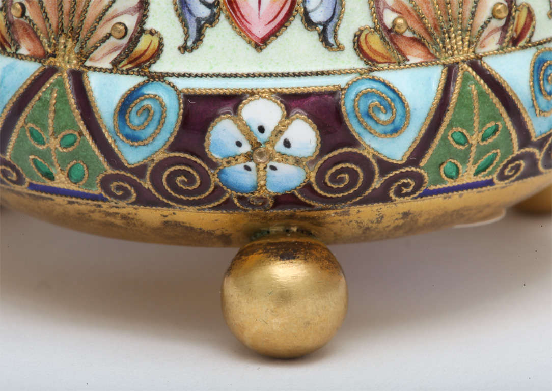 Russian Enamel On Silver Footed Salt Dish at 1stDibs
