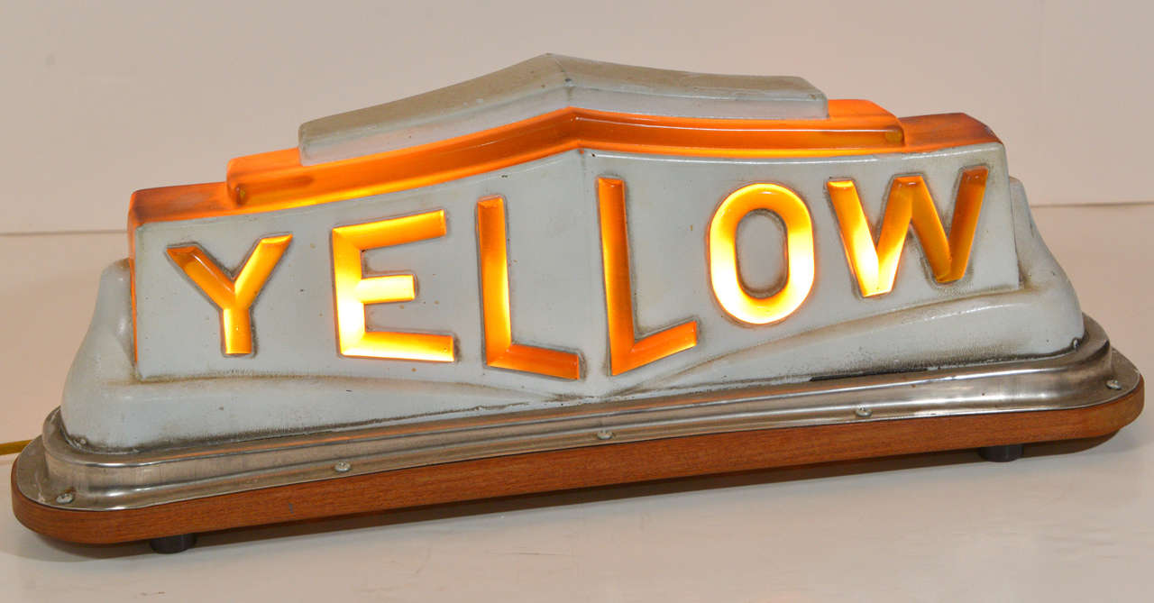 Vintage Yellow Cab Roof-top Call Light at 1stDibs | vintage taxi roof ...