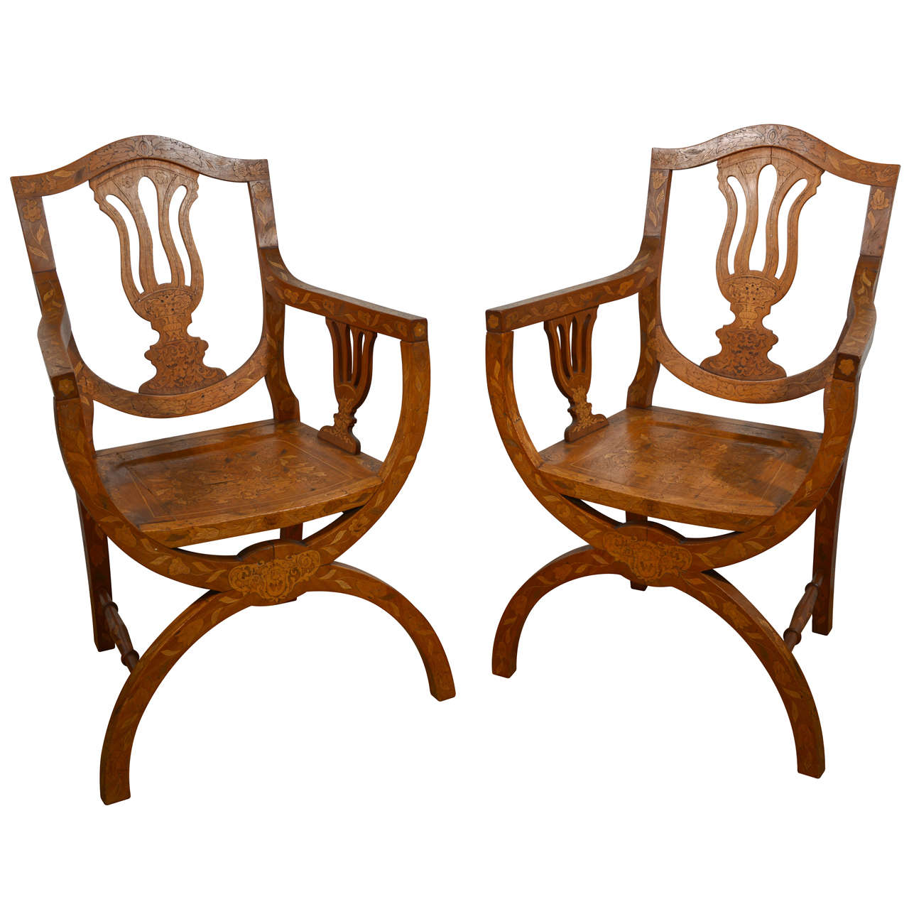 Pair of Curule-form Armchairs at 1stDibs