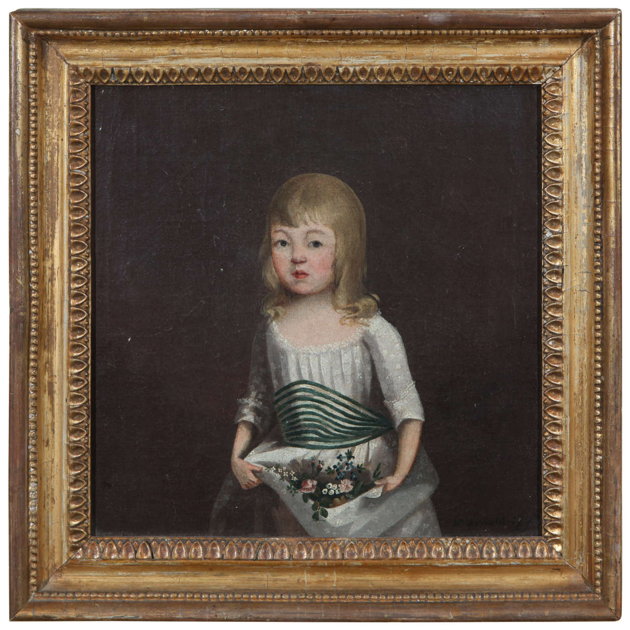 A Charming English Naive Portrait, original frame, 1793 at 1stDibs