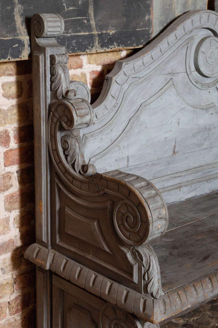 Monumental Italian Grey Painted Oak Garden/Conservatory Bench For Sale ...