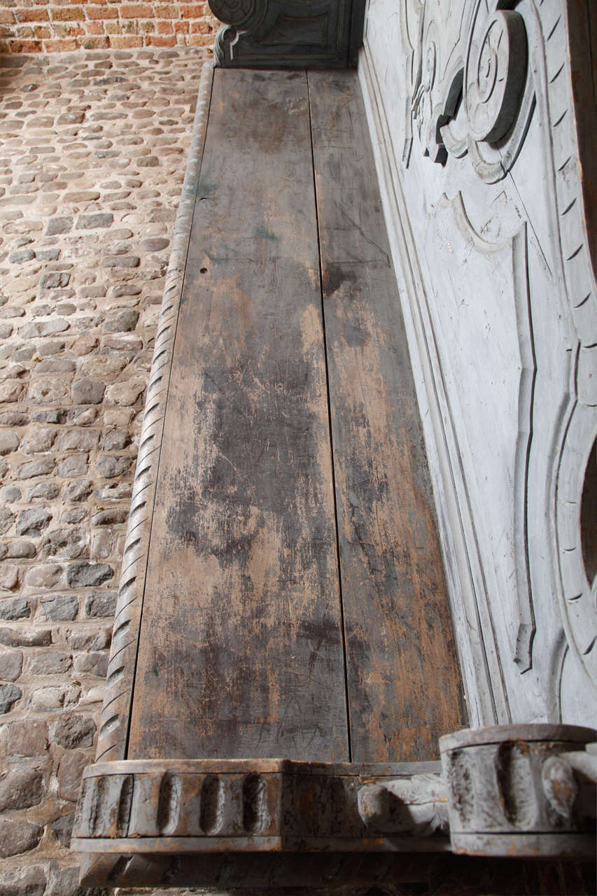 Monumental Italian Grey Painted Oak Garden/Conservatory Bench For Sale ...
