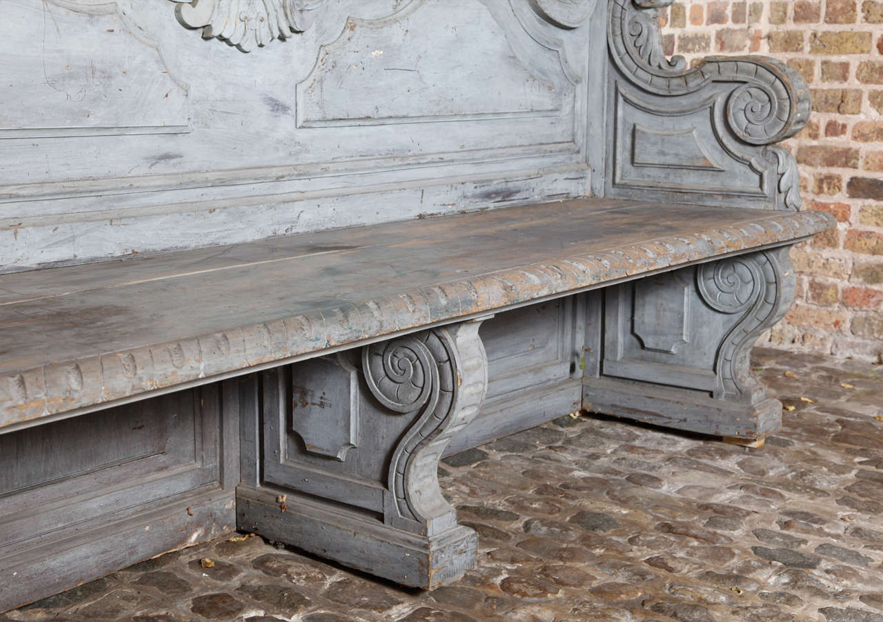 Monumental Italian Grey Painted Oak Garden/Conservatory Bench For Sale ...