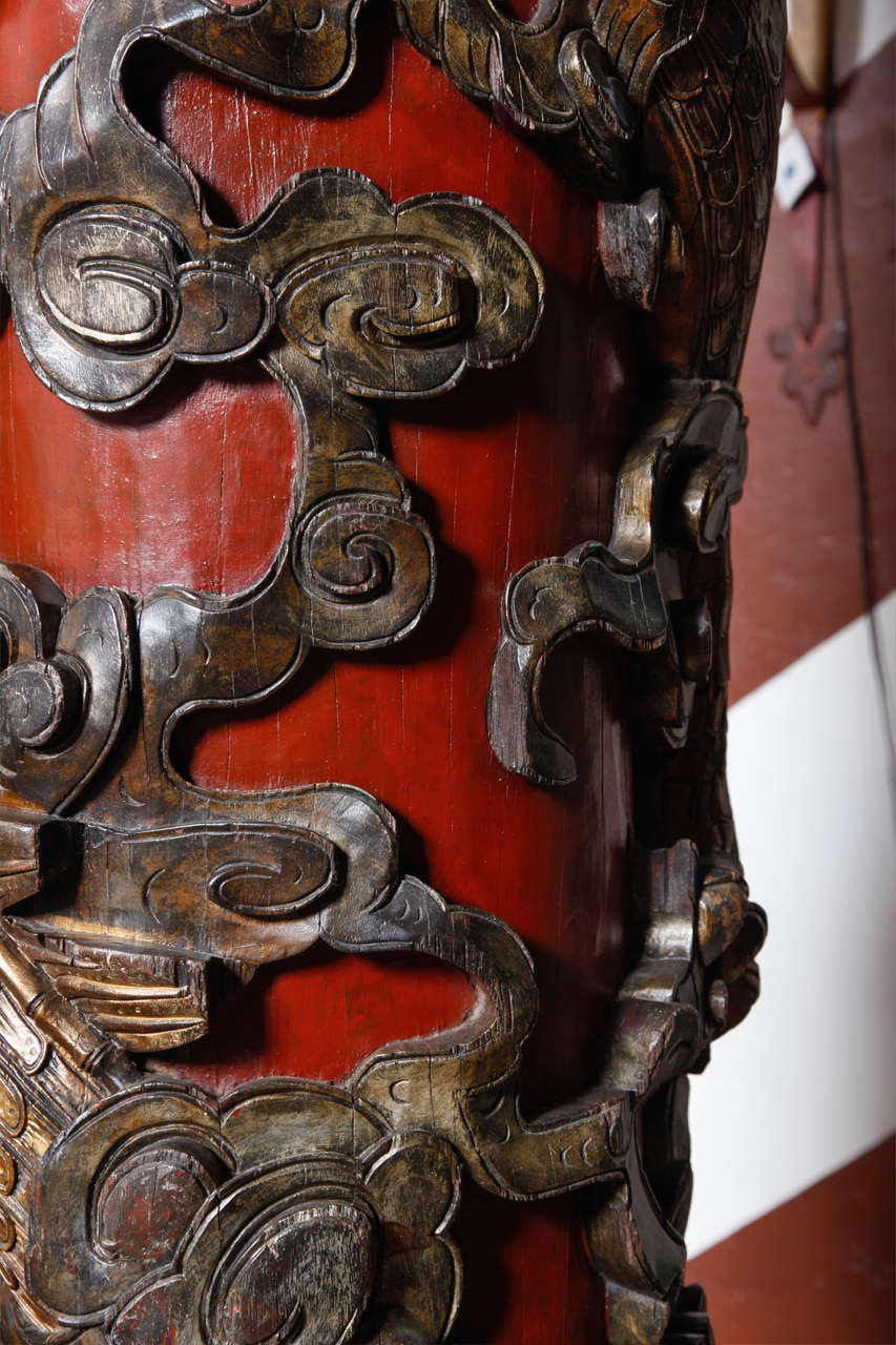 Pair of Chinese Dragon Columns Made in Shanghai, 1895 For Sale at 1stDibs