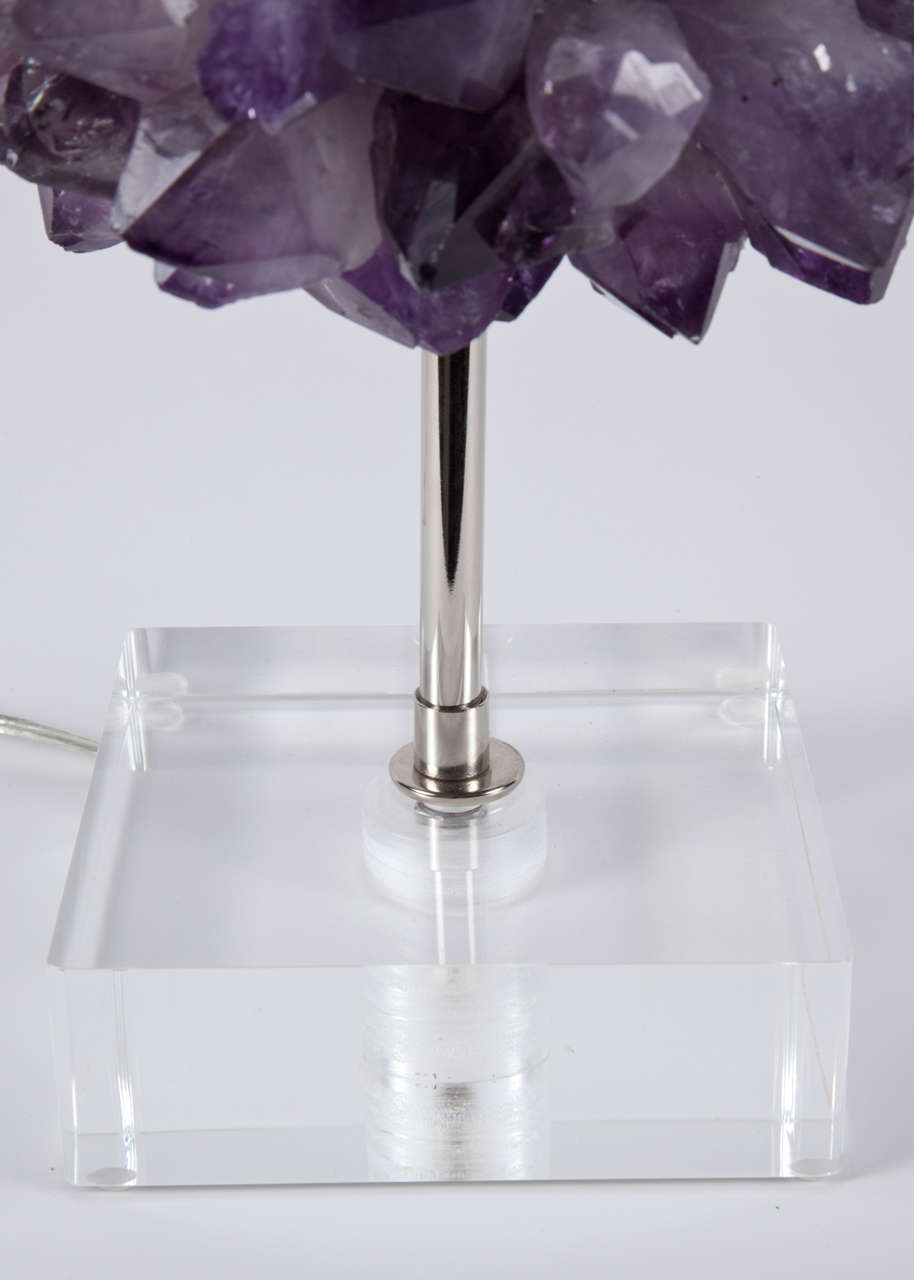 Pair of Amethyst Cluster Lamps at 1stDibs | amethyst cluster table lamp ...