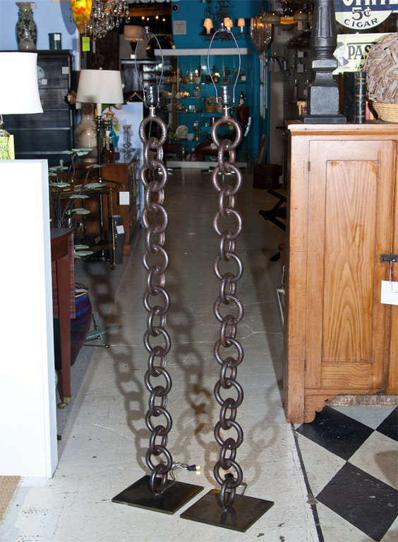 Pair of Vintage Iron Chain Link Lamps (1920s) (One left) For Sale at ...