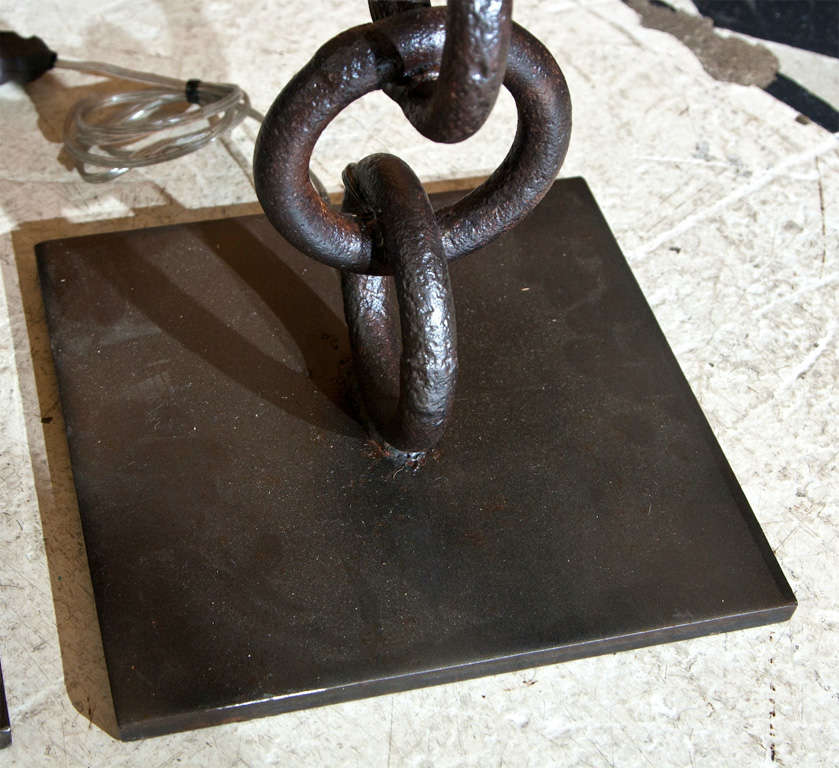 Pair of Vintage Iron Chain Link Lamps (1920s) (One left) For Sale at ...