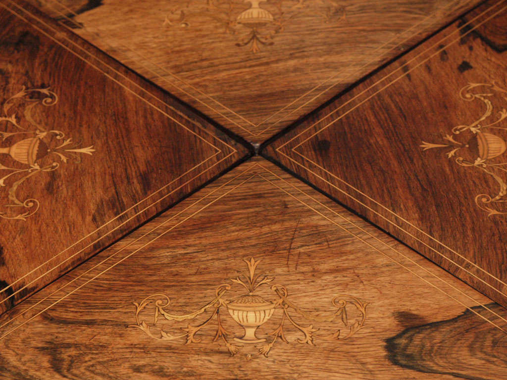 Antique English inlaid rosewood "envelope" game table. at 1stDibs