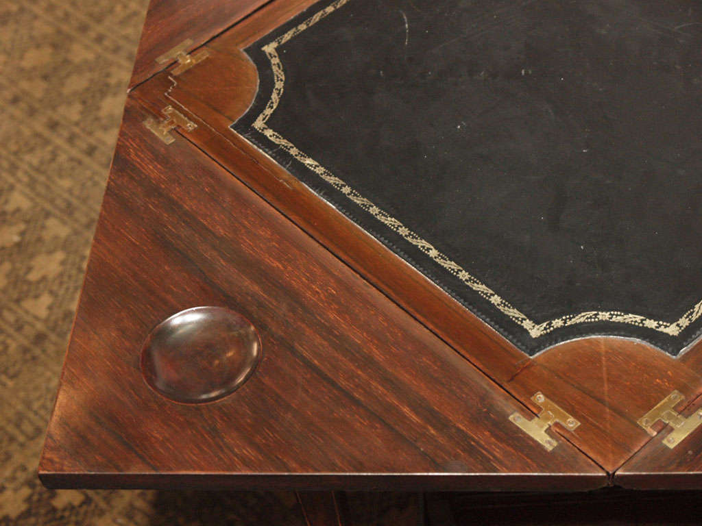 Antique English inlaid rosewood "envelope" game table. at 1stDibs