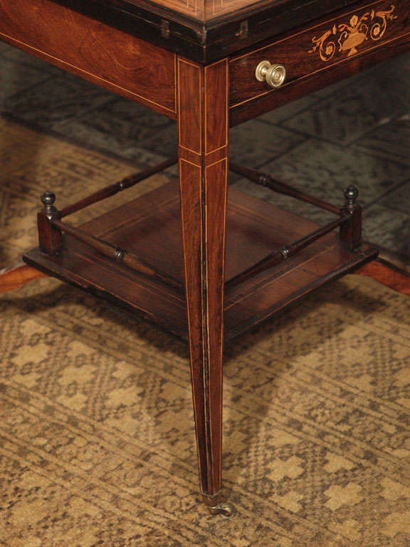 Antique English inlaid rosewood "envelope" game table. at 1stDibs