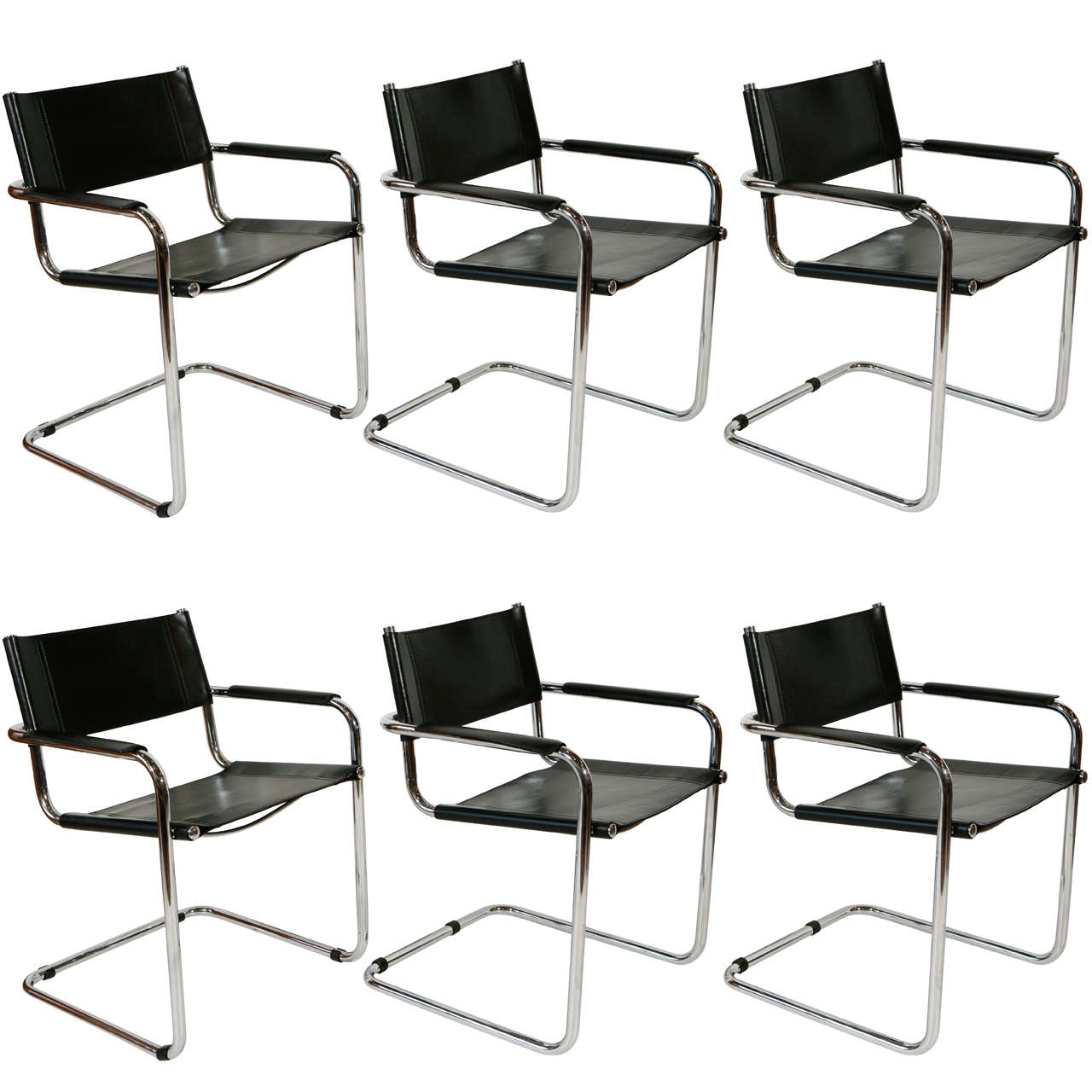 Set of Six Steel Cantilever Dining Chairs in the Style of Mart Stam at ...