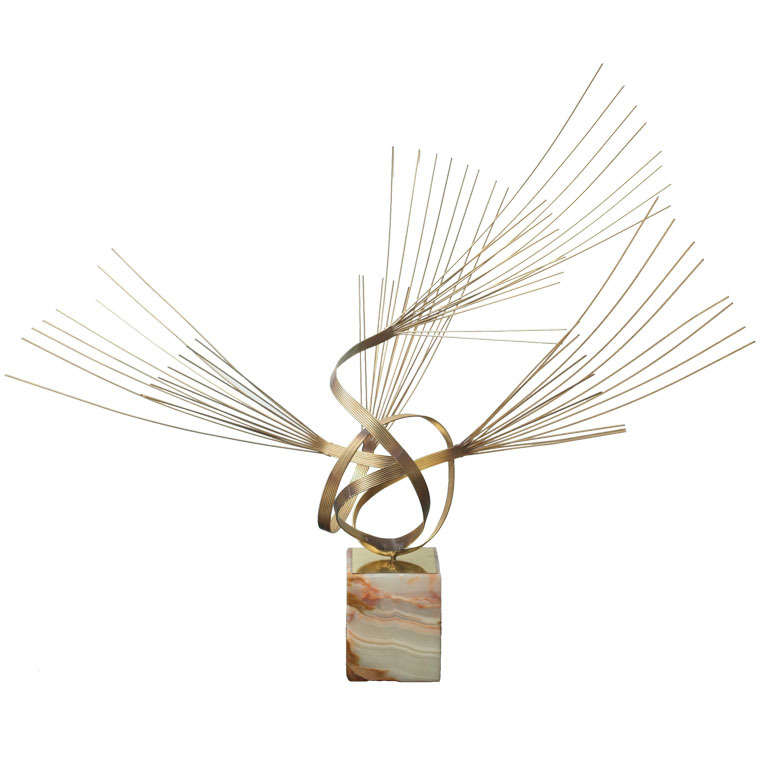 Metal Spray Sculpture on Marble Base by Curtis Jere, 1985 at 1stDibs