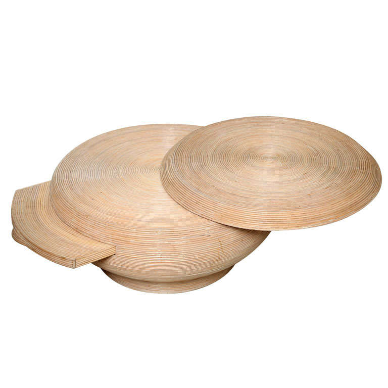 Rattan Pivoting and Sliding Table at 1stDibs