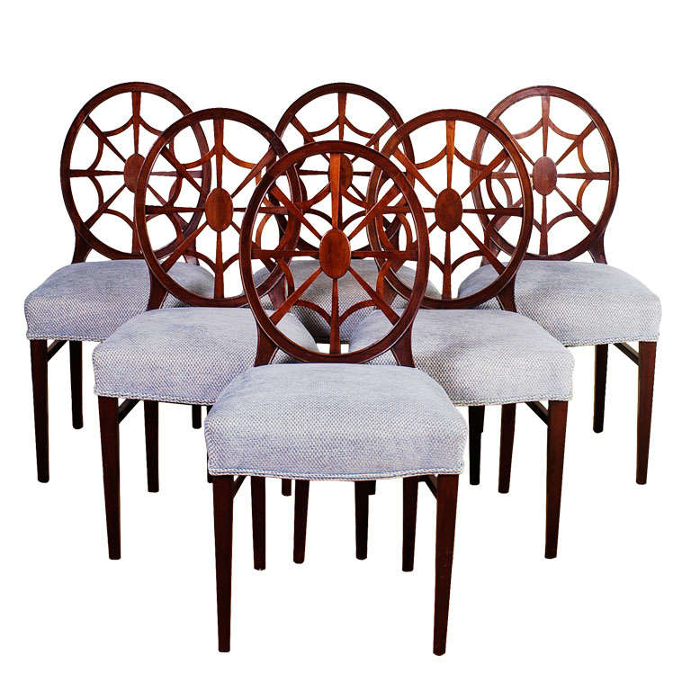 Set of 6 Mahogany Spiderback Chairs at 1stDibs