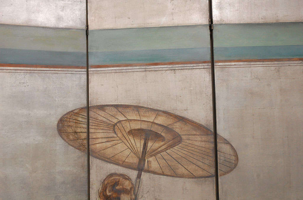 French Deco Style Silver Leaf Screen For Sale at 1stDibs