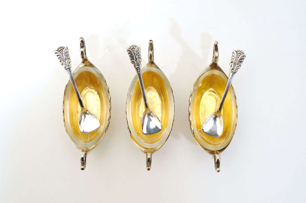 Norwegian Sterling Silver "Viking Ship" Salt Cellar and Spoon at ...