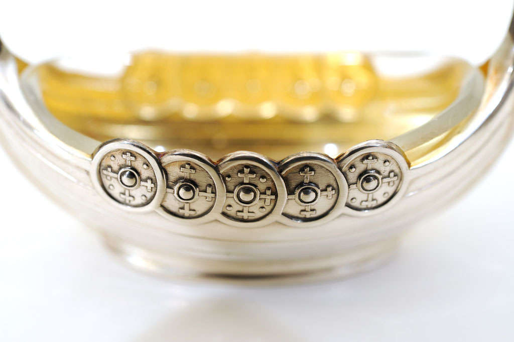 Norwegian Sterling Silver "Viking Ship" Salt Cellar and Spoon at ...