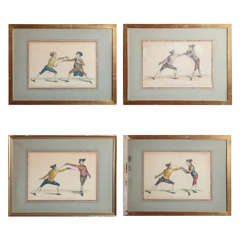 Set of Four 18th Century James Gwyn Engravings of Fencing Scenes For ...