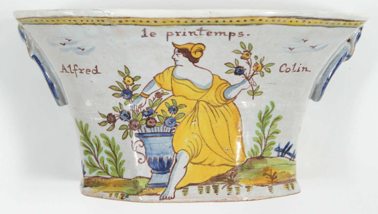French Faience Hanging Bough Pot, 19th Century For Sale at 1stDibs