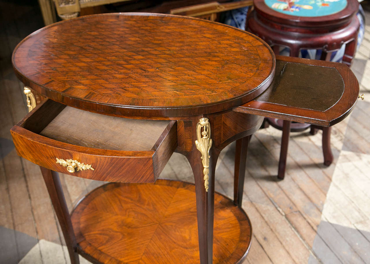Antique Oval Marquetry-Top Two-Tier French End Table at 1stDibs ...