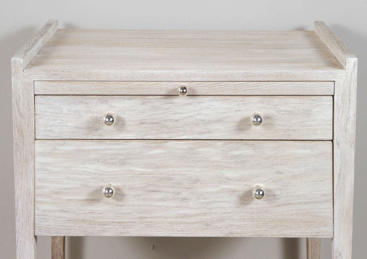 Pair of Distressed Side Tables or Nightstands with Pull-Out Tray at 1stDibs