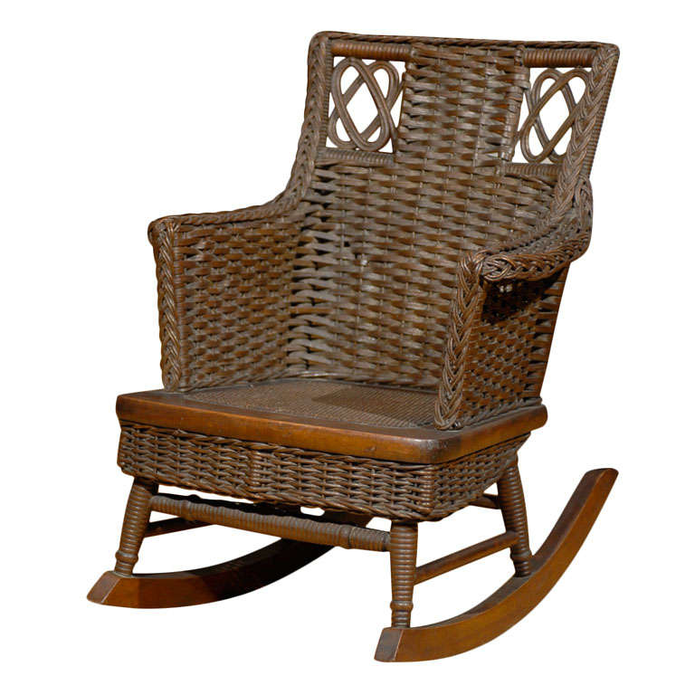 Rare Natural Wicker Child's Rocker C1920s at 1stDibs