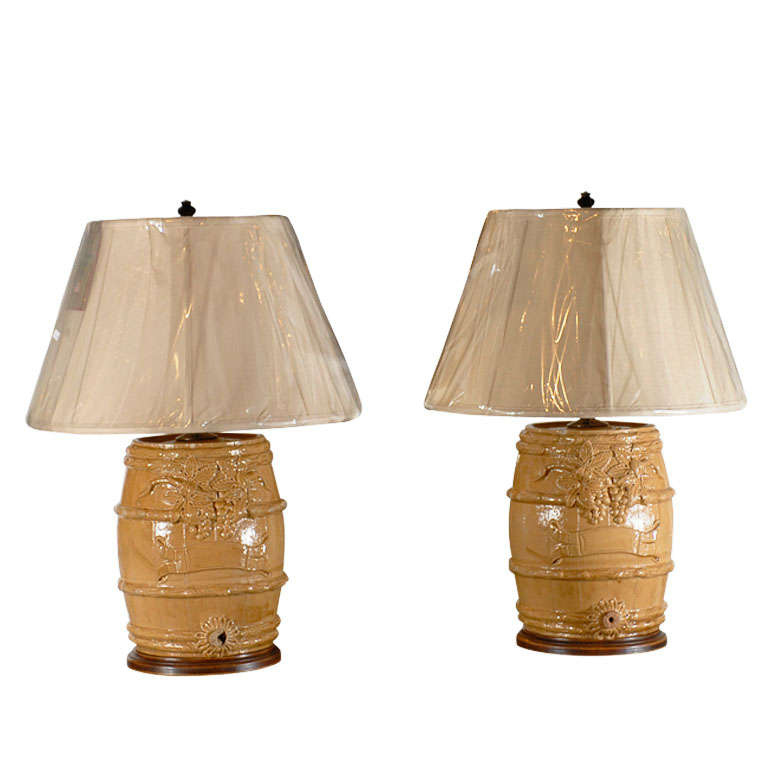 Pair of Spirit Barrel Lamps at 1stDibs