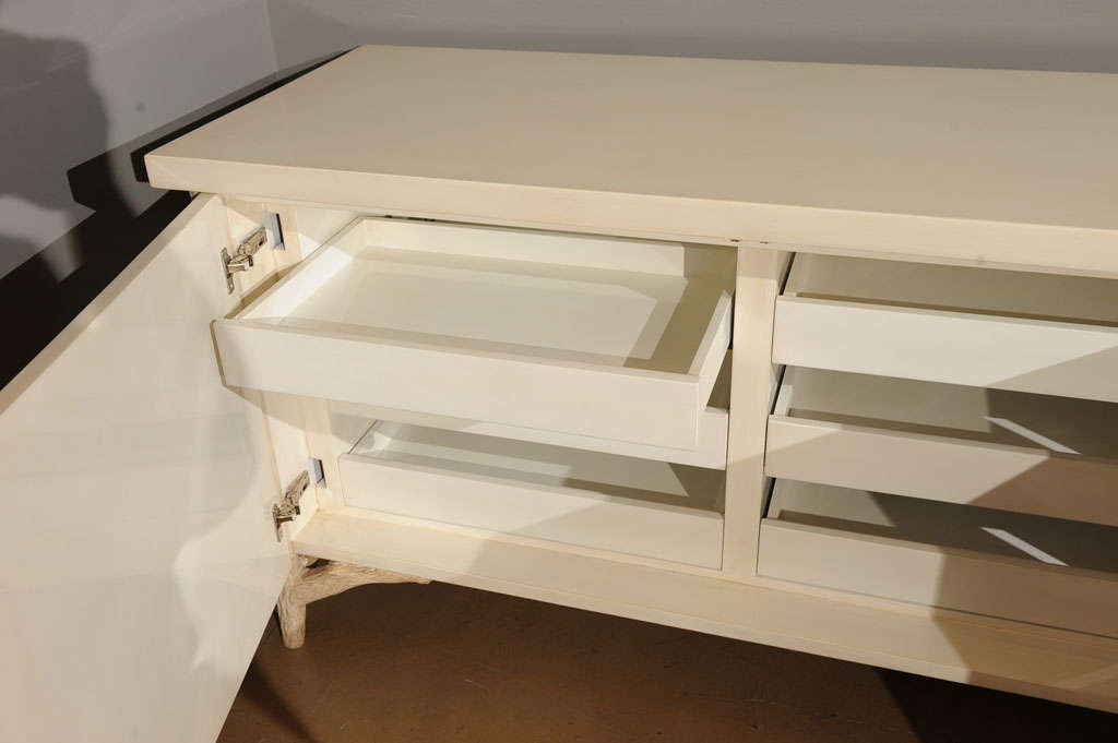 Twig Lacquered 3 door Buffet with built-in Drawers at 1stDibs